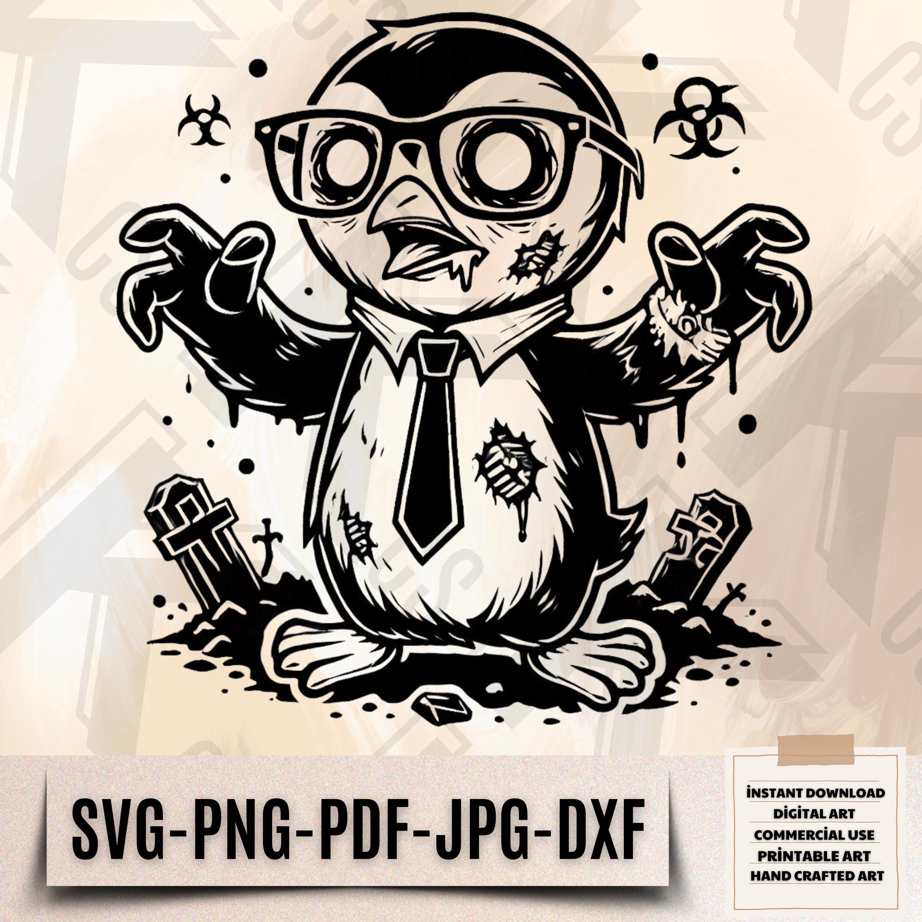 Zombie Penguin Digital Art - Gothic Horror Png - Undead Animal Svg ...