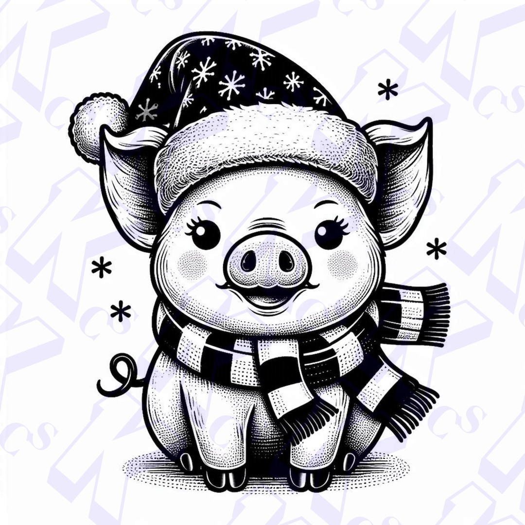 Cute Pig Svg, Cute Happy Pig Png, Christmas Pig SVG, Snow Svg ...