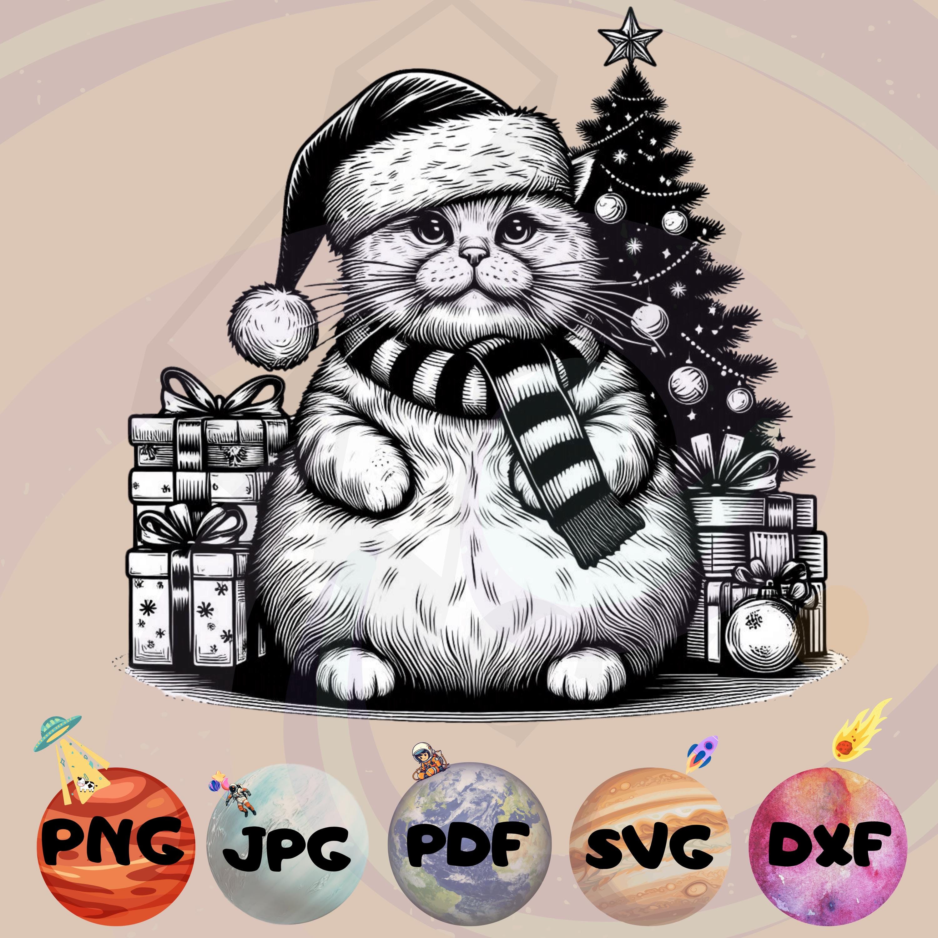Cute Cat Svg, Cat Pdf, Christmas Cat Png, Fat Cat Png, Cat Printable ...