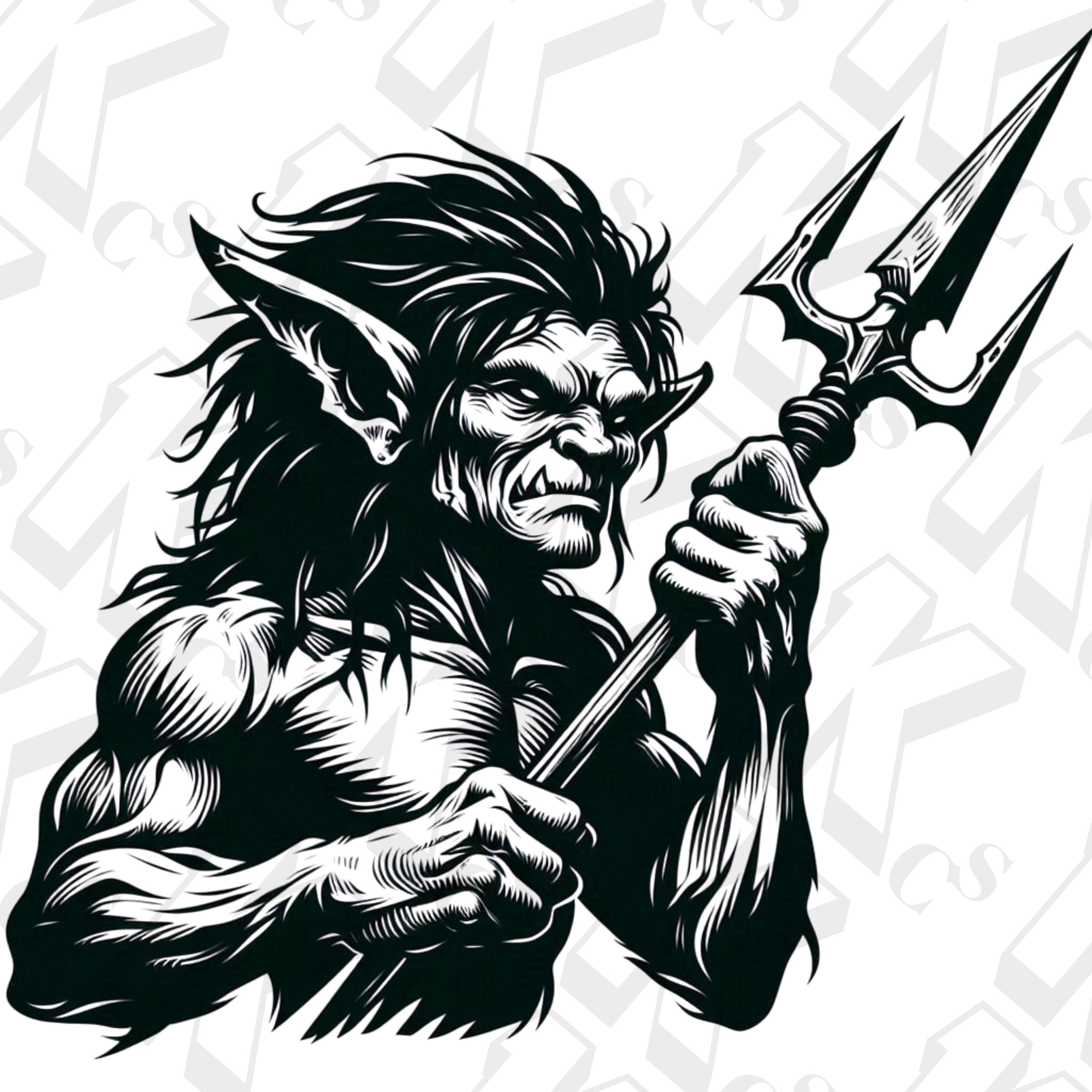 Scary Goblin Svg, Goblin Dxf, Goblin With Spear, Goblin Files for ...