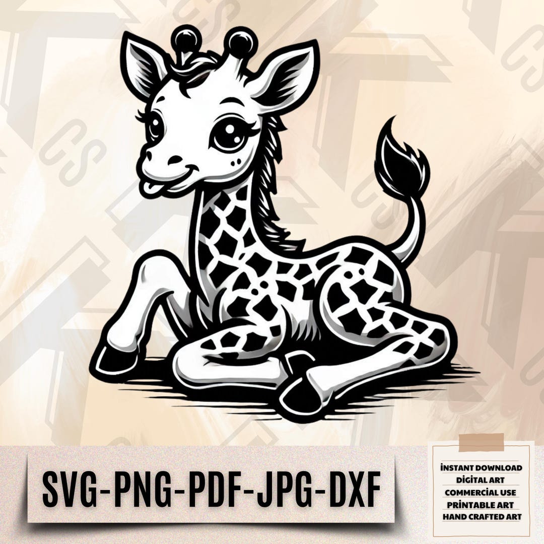 Adorable jirafa bebé SVG y PNG - Arte digital de animales salvajes ...
