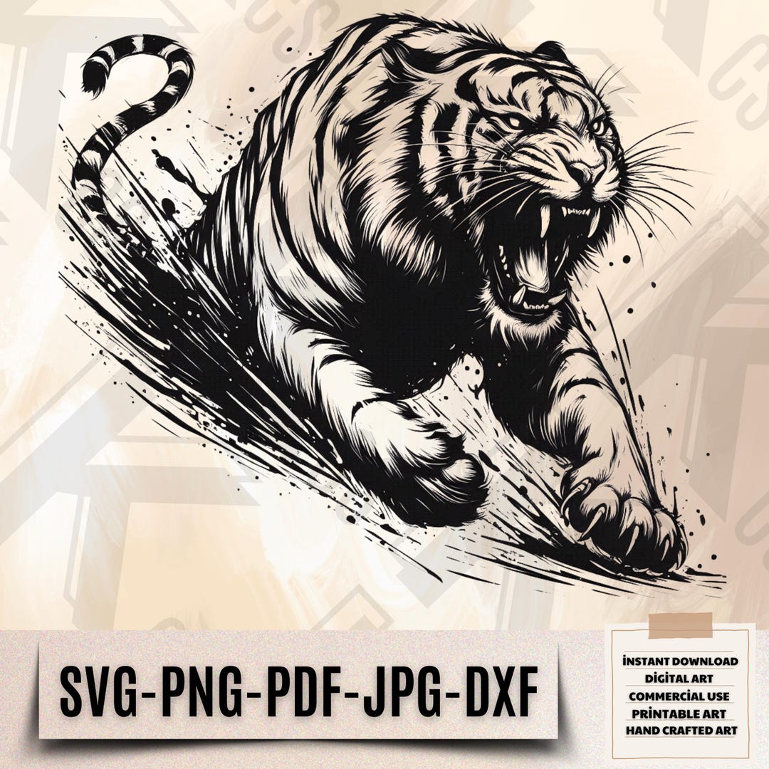 Tiger SVG Roaring | Wild Tiger Clipart | Fierce Tiger PNG | Jungle ...
