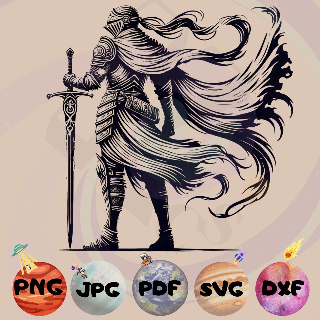 Knight SVG & PNG Digital Files - Medieval Knight Design Svg - Fantasy Knight Png - Knight ...