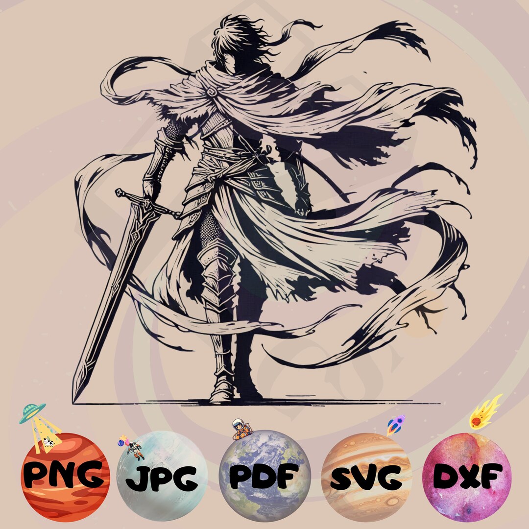 Anime Knight Svg & Png Anime Character Svg Anime Cut Files for Circut ...