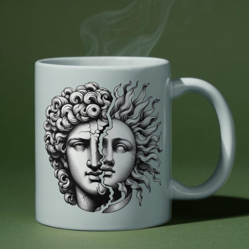 Apollo and Sun Face SVG - Greek God Clipart - Mythology Art PNG - Half ...
