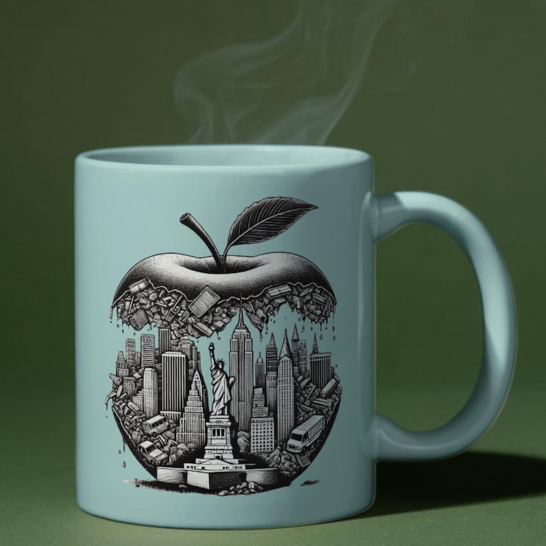 New York Apple City Svg - Statue of Liberty Png - Ruined Skyline Art ...