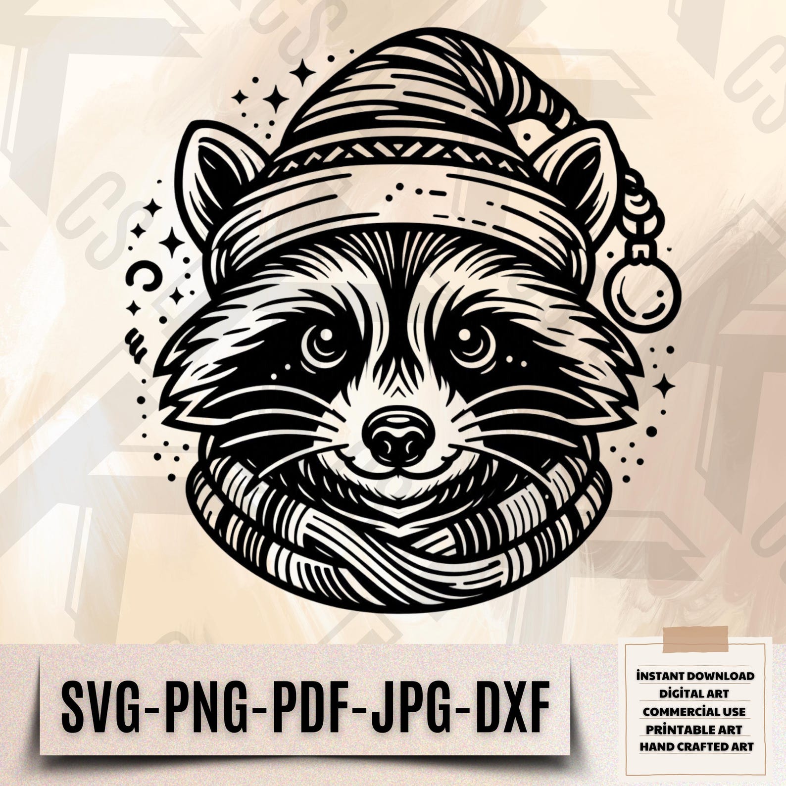 Winter Raccoon Clipart - Cozy Christmas Raccoon Svg - Festive Animal ...