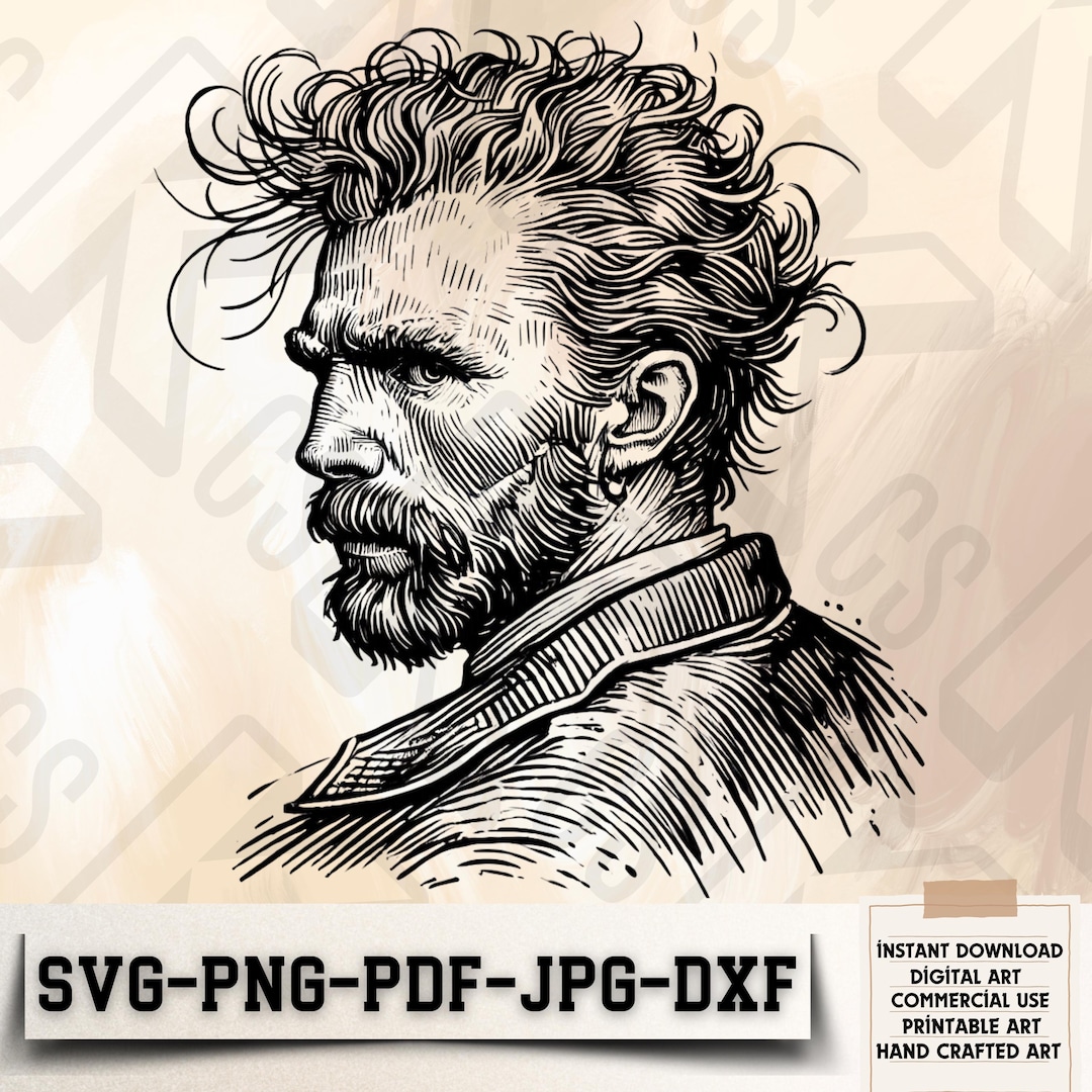 Vincent Van Gogh Svg - Van Gogh Style Portrait Svg - Starry Nıght Art ...