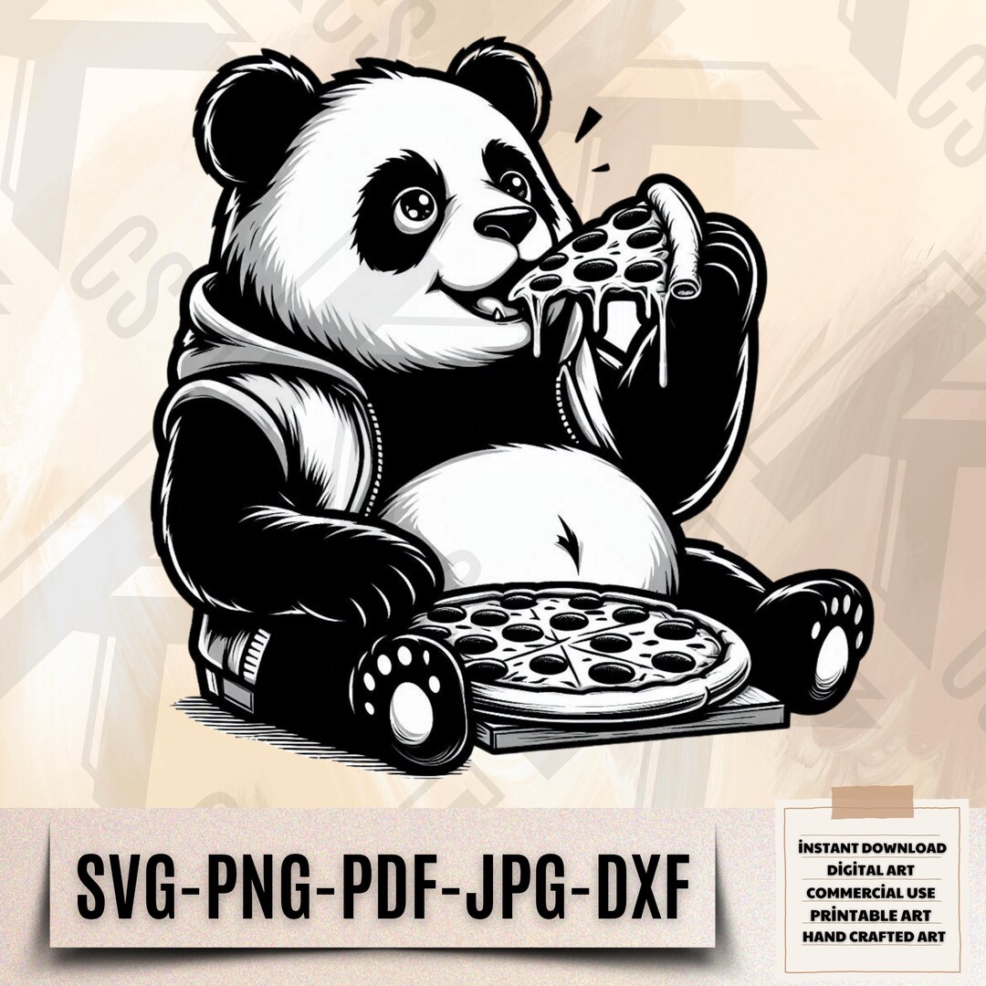 Panda Eating Pizza Svg - Fat Panda Clipart - Cute Panda Svg - Funny ...