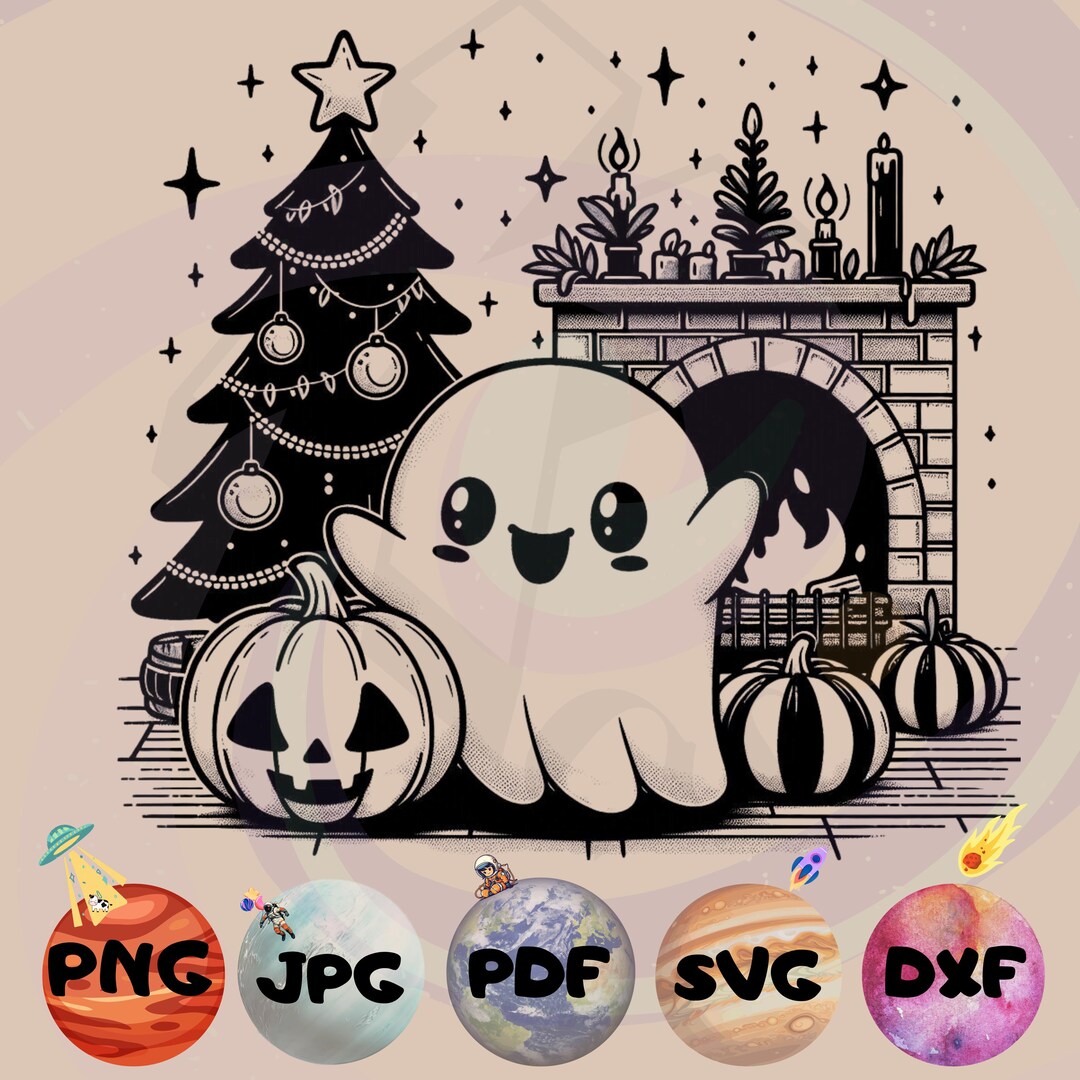 Cute Ghost SVG, Ghost Christmas PNG, Cricut Cut Files, Santa and ...