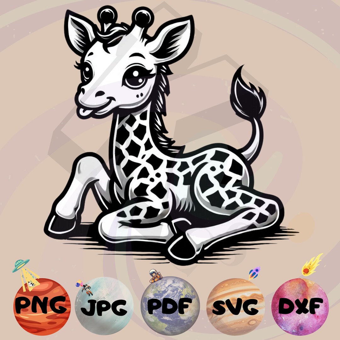 Baby Giraffe Seated Svg Cute Baby Giraffe Svg Giraffe Svg Funny Giraffe ...