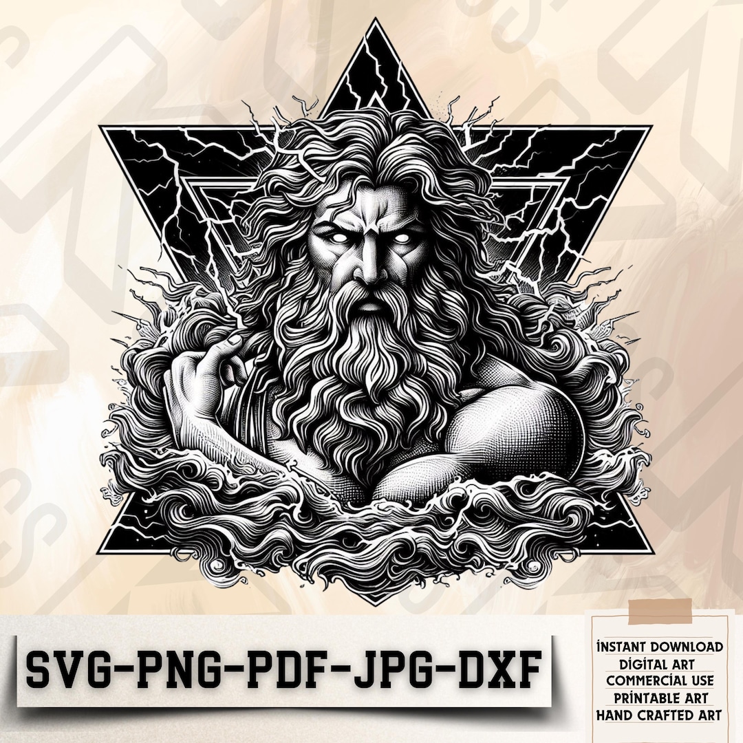 Zeus Svg - Greek God Svg - Digital Zeus Design - Mythological God Art ...