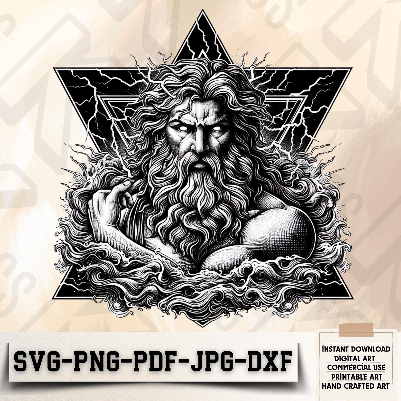 Zeus Svg - Greek God Digital Art - Mythology God Svg - Olympian God ...