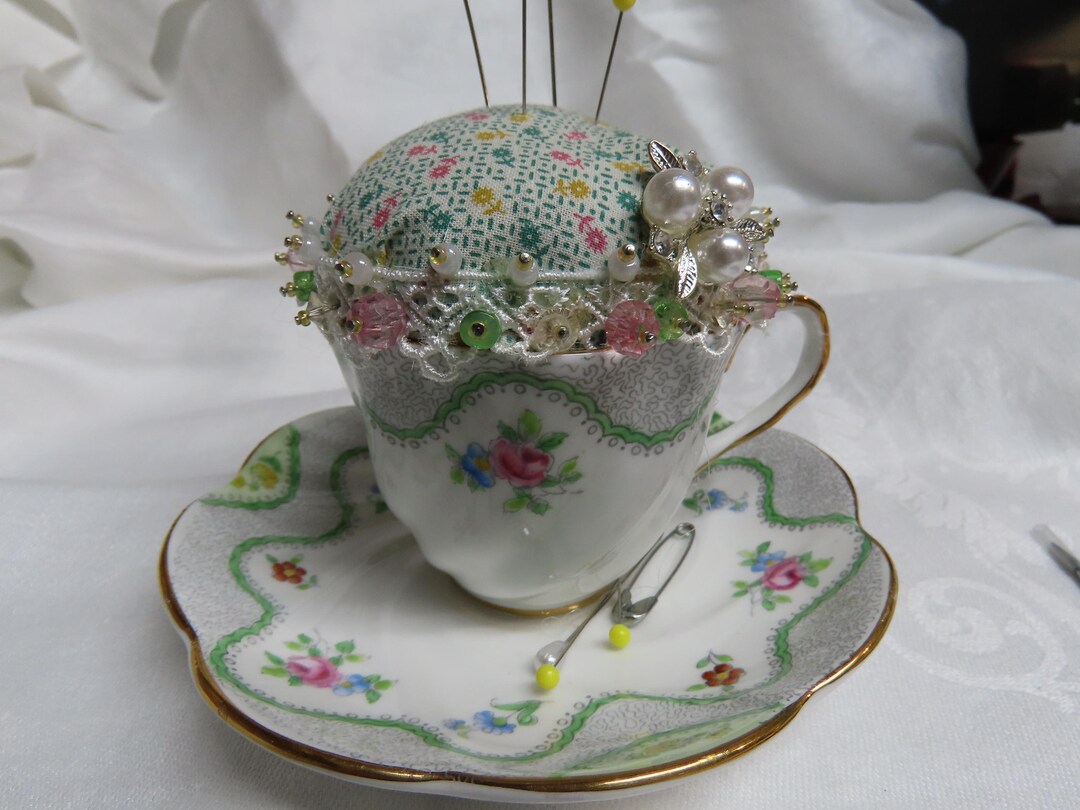 Collectors Tea Cup , Pin Cushion - or for Hat Pins - Etsy