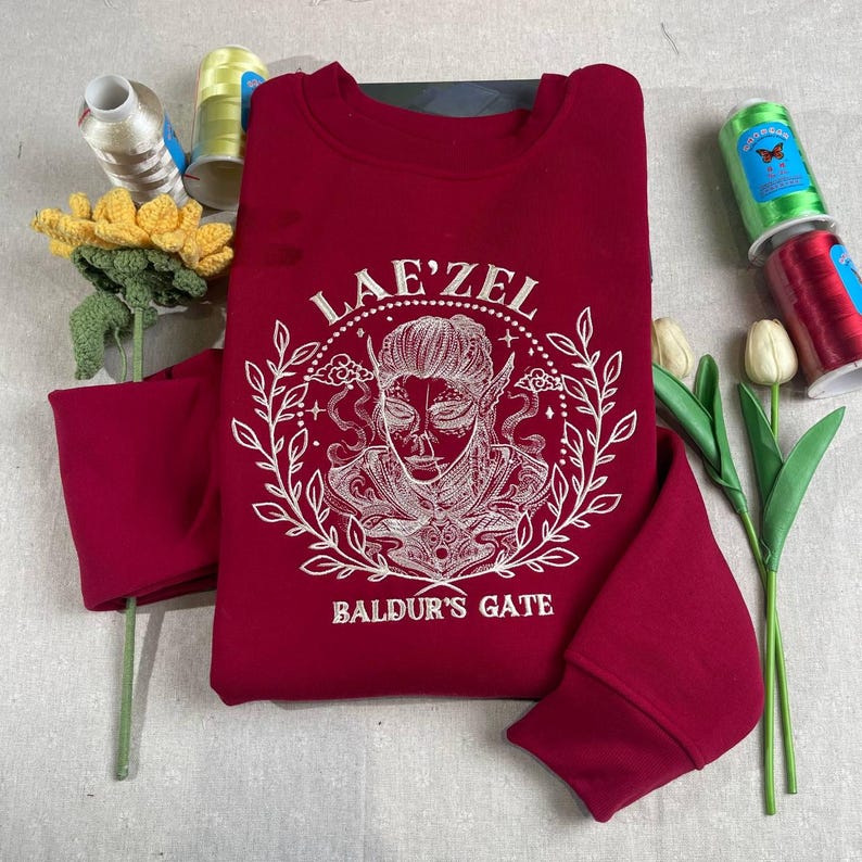 Laezel Baldur's Gate Embroidered Cotton Sweatshirt, Gamer Gift - Etsy