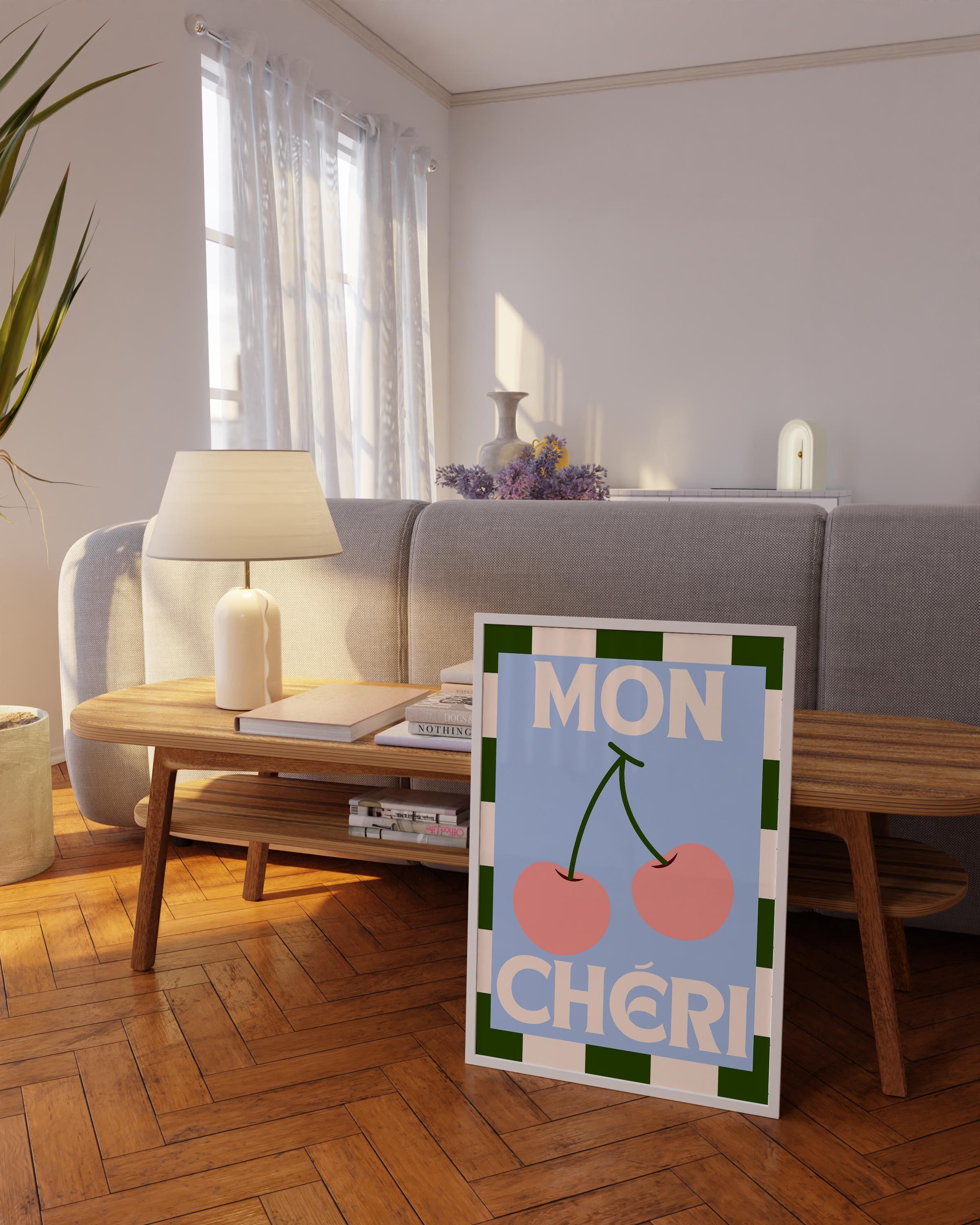 Mon Cheri Poster, Trendy Wall Art Poster, Kitchen Art Print, Retro Wall ...