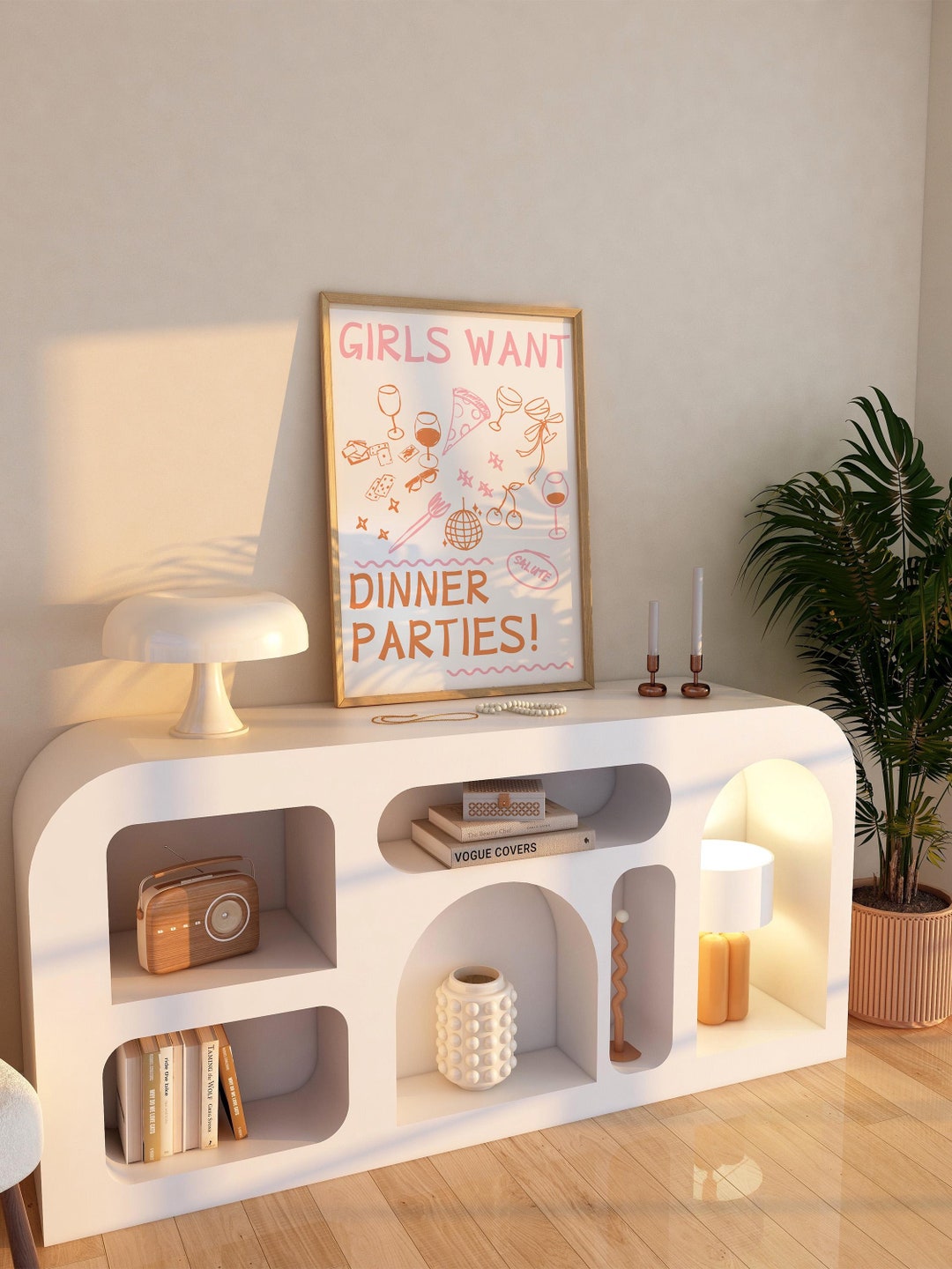 Girls Dinner Poster, Party Poster, Cute and Trendy Drinks Art Print ...