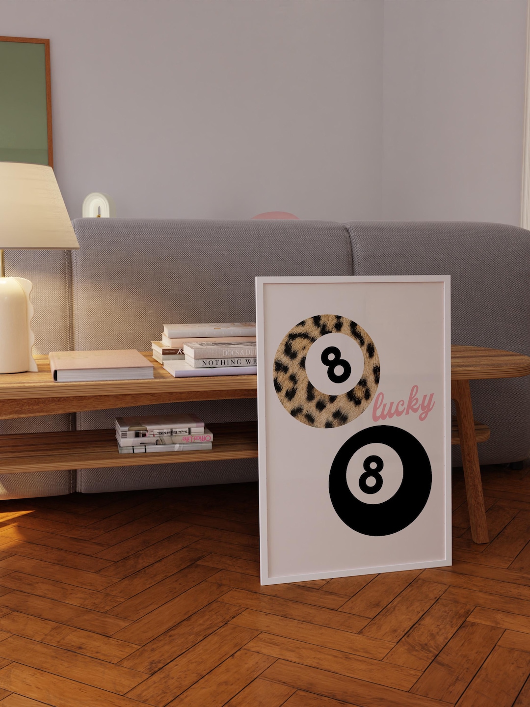 Lucky 8 Ball Wall Art, Funky Aesthetic Print, Leopard Print, Lucky ...
