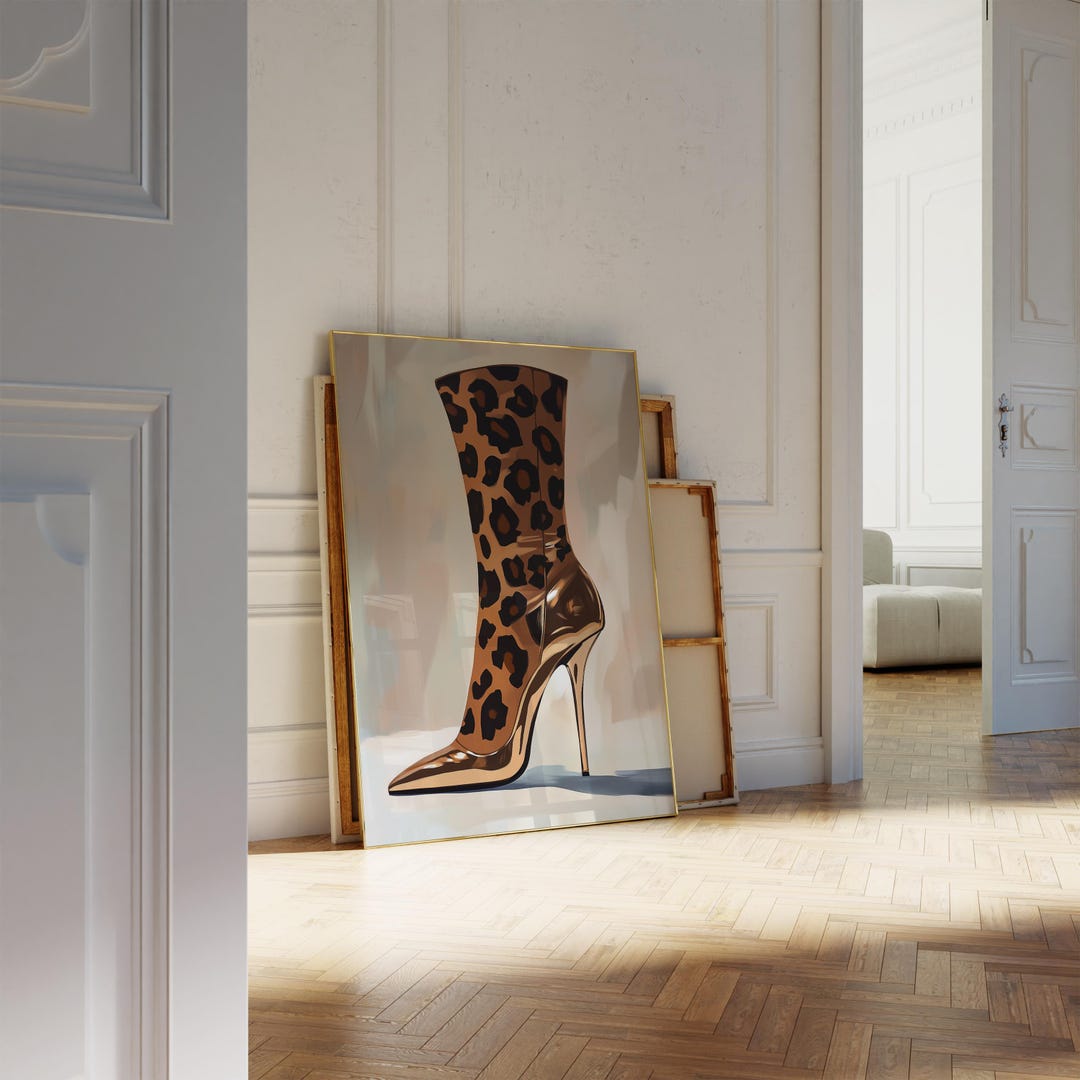 Leopard High Heel Print, Fashion Aesthetic Wall Art, Glam Chic Poster ...