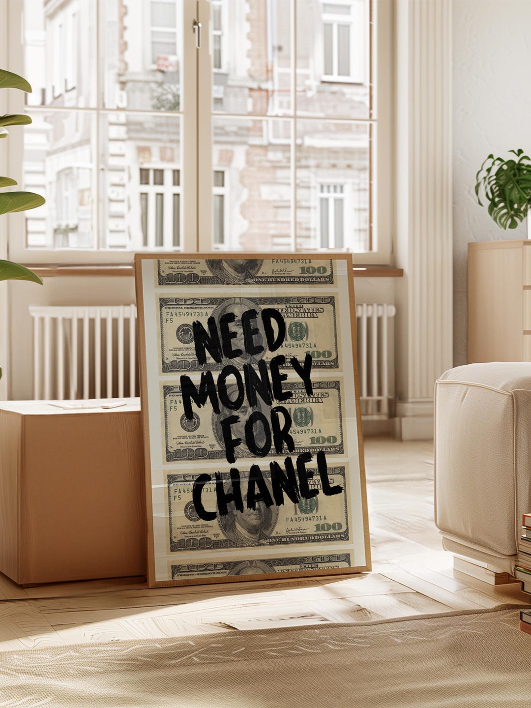 Blue Graffiti Wall Art Preppy Room Decor 'need Money for Chanel' Urban ...