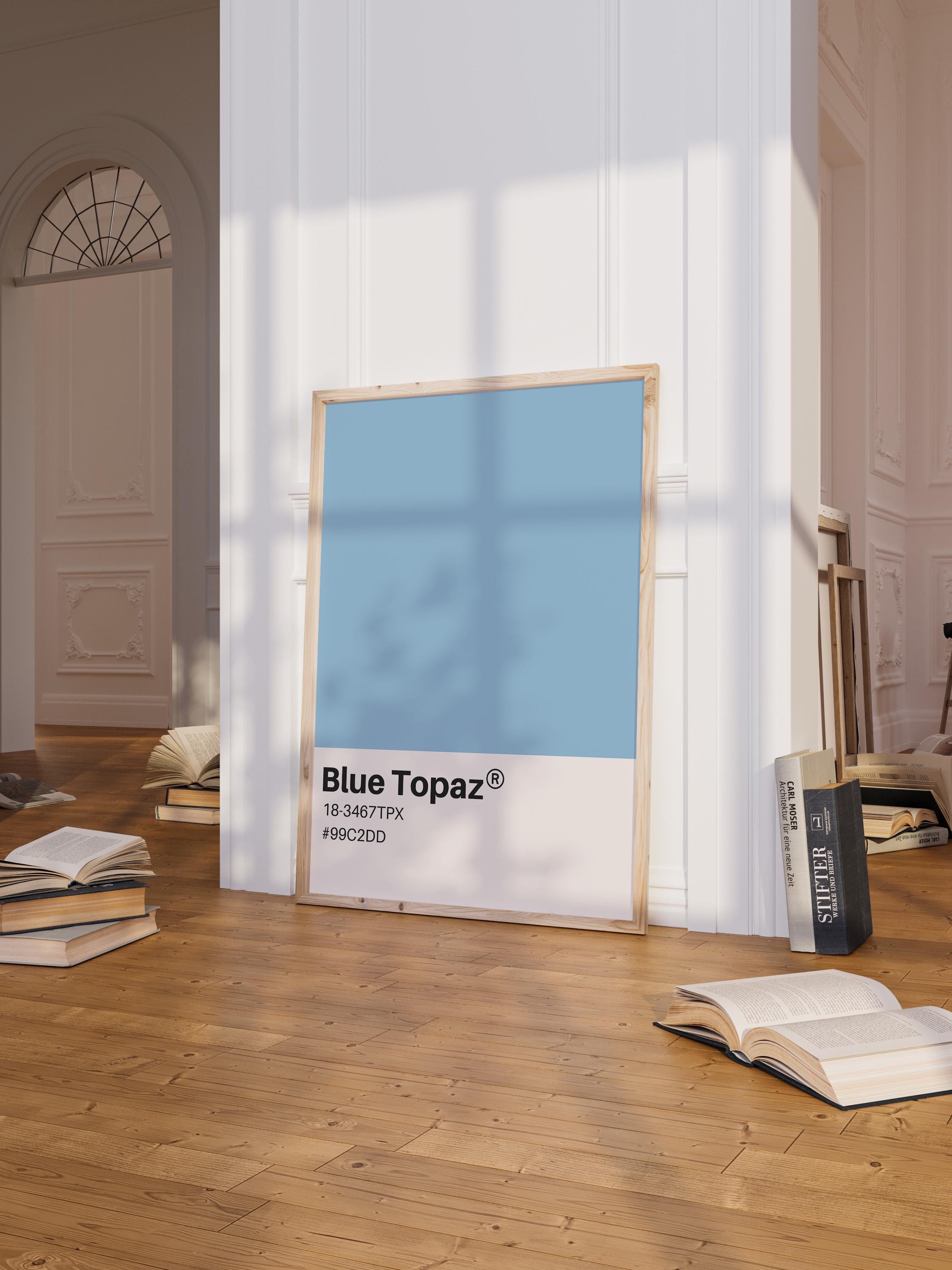 Pantone Blue Topaz Poster, Color Print, Pantone Color, Blue Decor ...