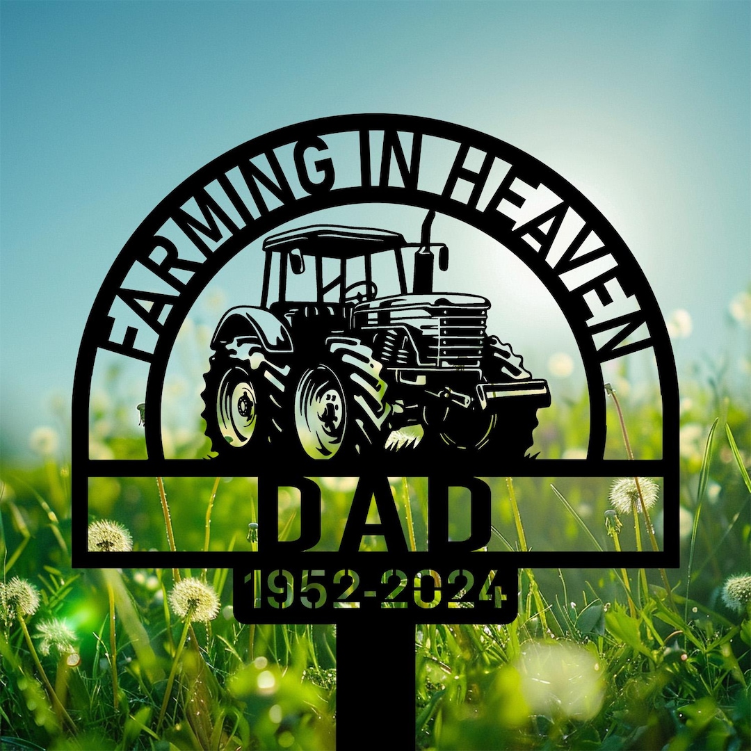 Personalized Farmer Memorial Garden Stakes, Farmer With Tractor Grave ...