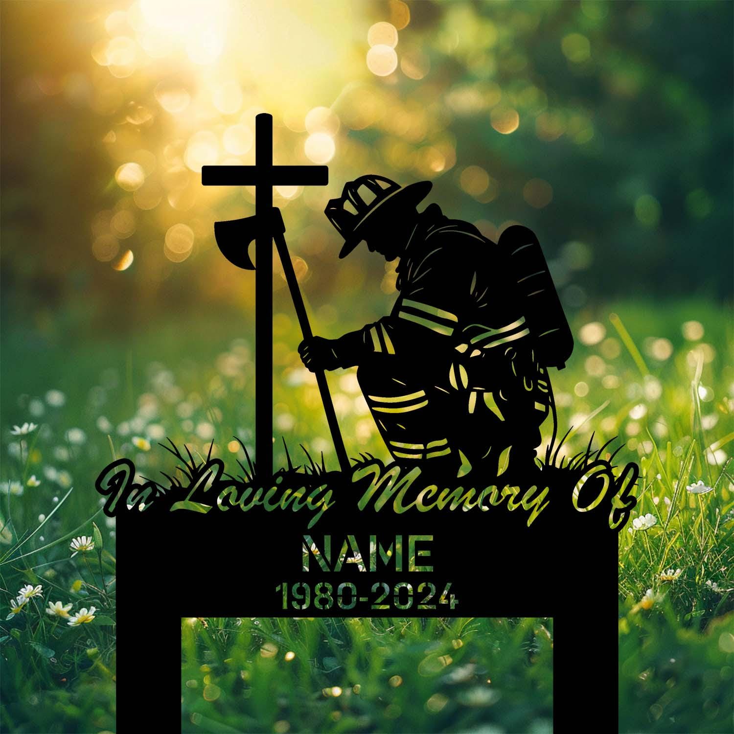 Personalized Firefighter Memorial Garden Stakes, Firefighter With Fire ...