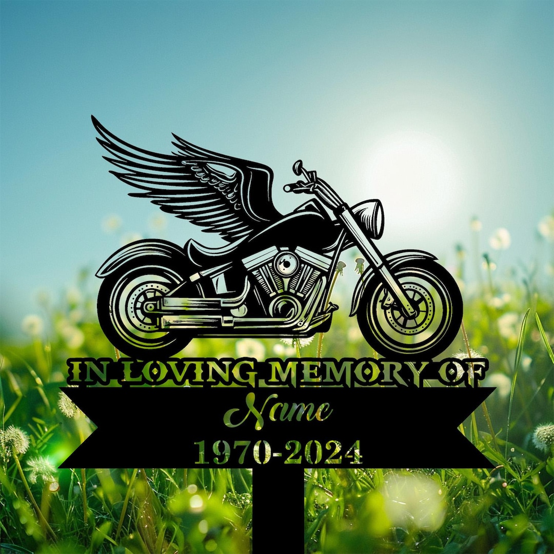 Personalized Motorcycle Memorial Grave Marker, in Loving Memory Sign ...