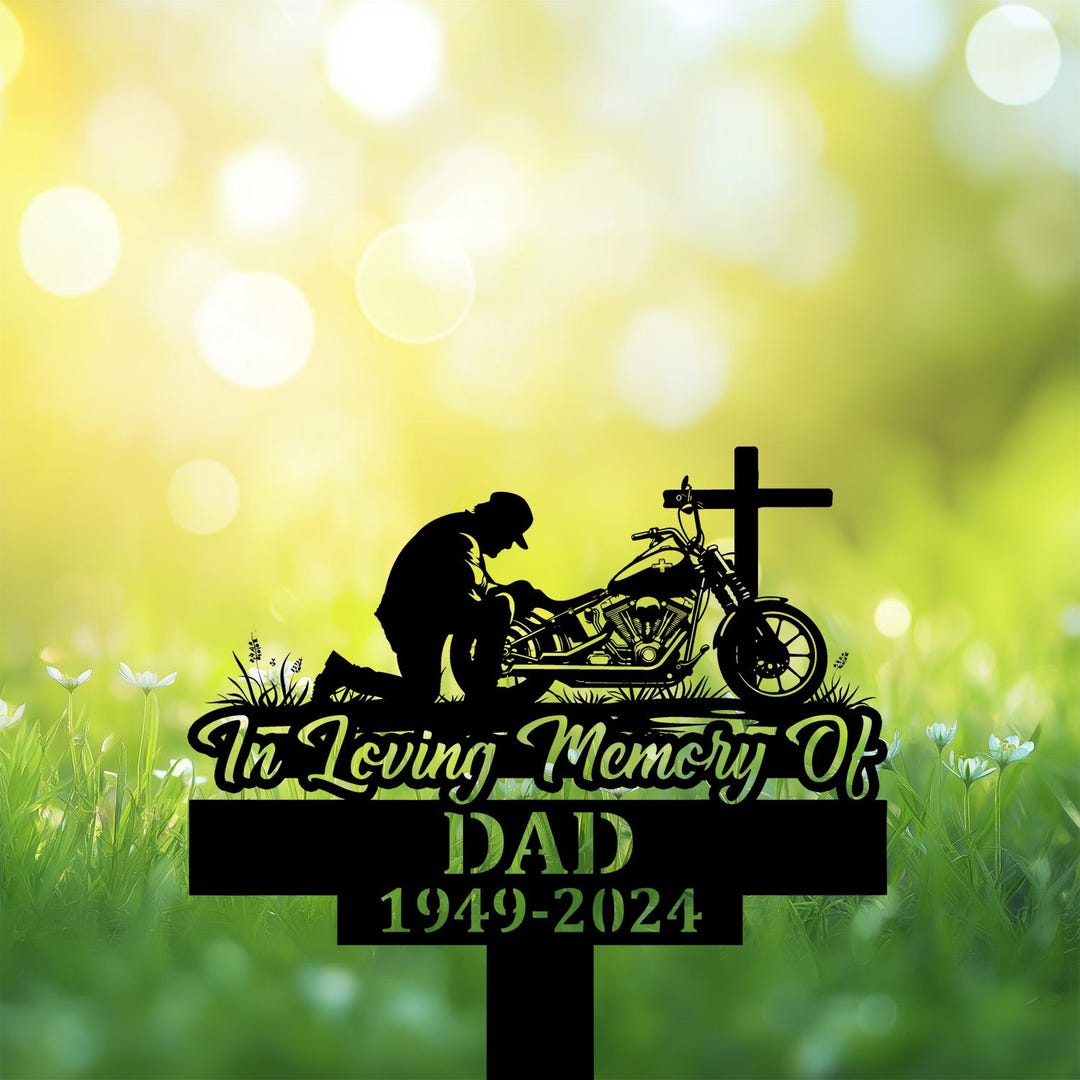 Personalized Motorcycle Memorial Grave Marker – Biker Tribute Sign ...