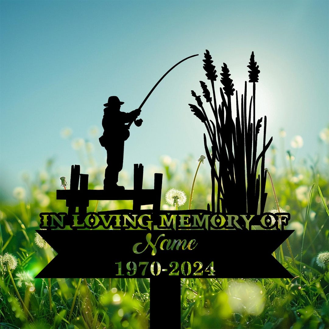 Personalized Fisherman Memorial Garden Stakes, Old Fisher Dock Fishing ...