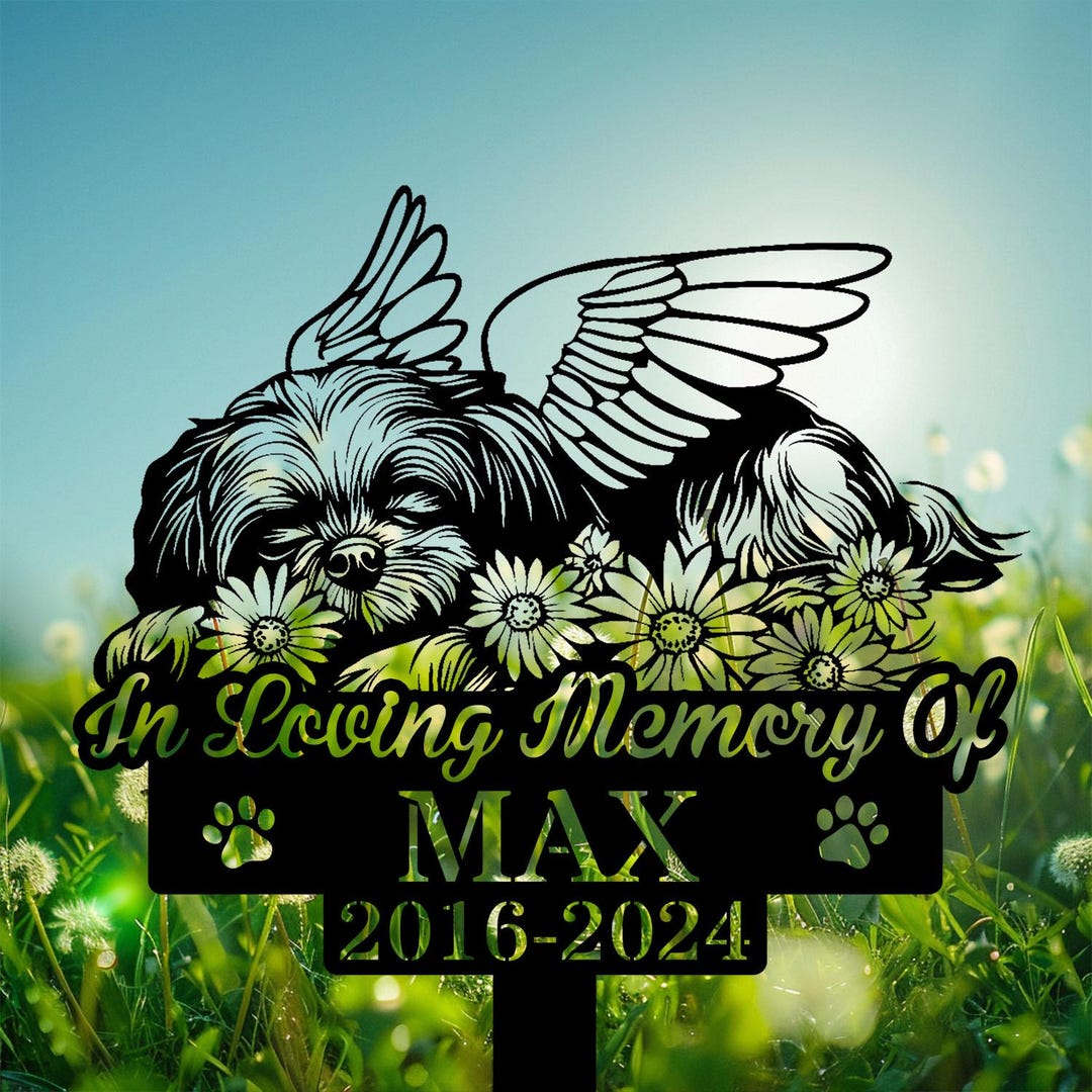 Personalized Shih Tzu Memorial Garden Stakes, Angel Shih Tzu Dog ...