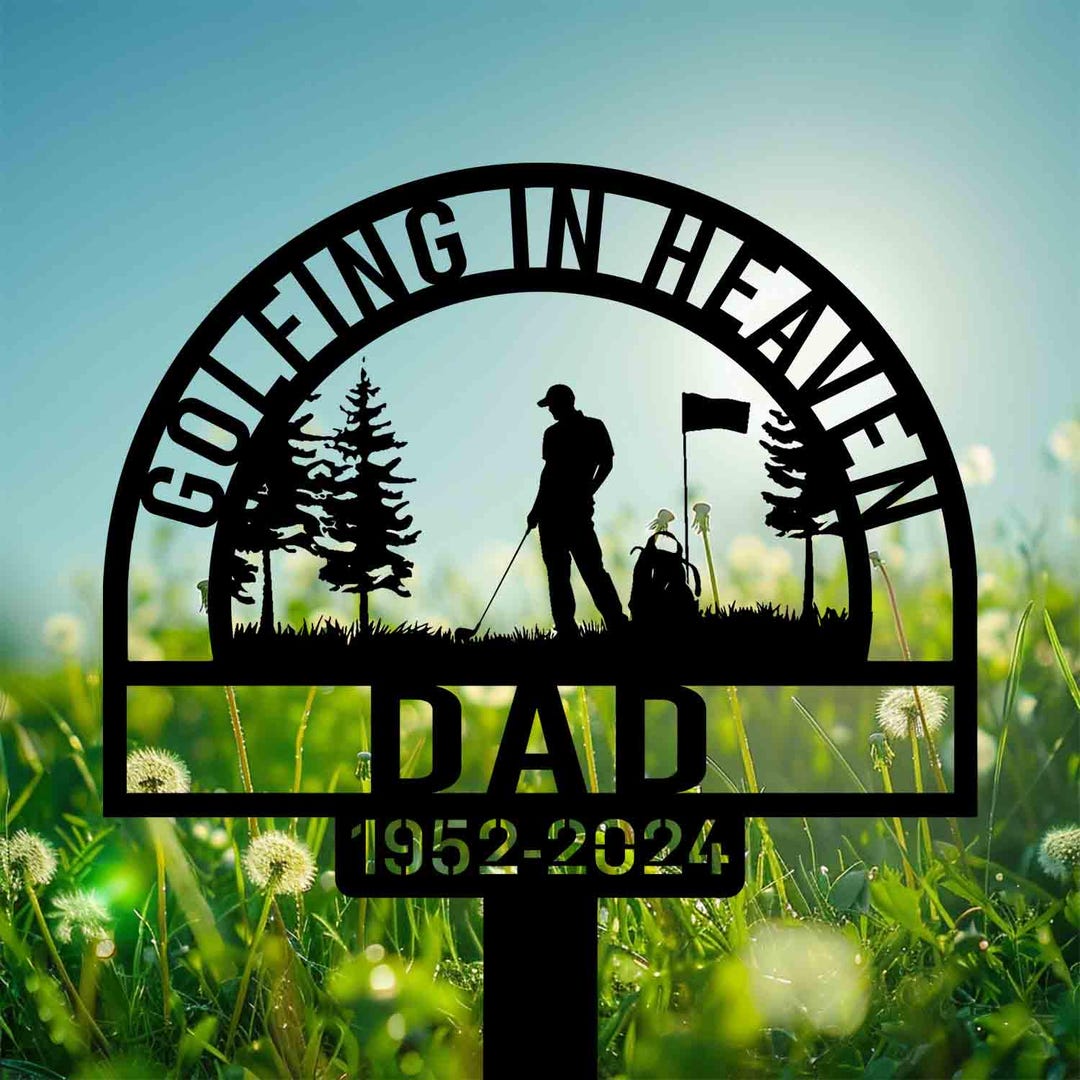 Personalized Golfing in Heaven Memorial Stake, Custom Grave Marker for ...