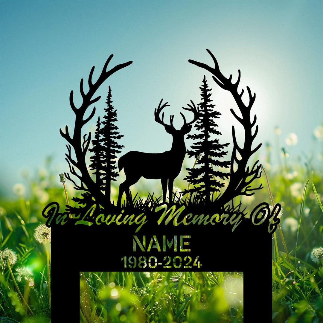 Personalized Deer Memorial Garden Stake, in Loving Memory Sign, Forest ...