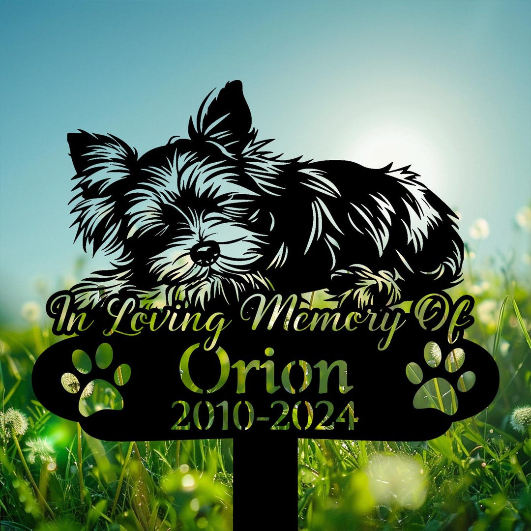 Personalized Memorial Garden Stakes, Yorkshire Terrier Sleeping in ...