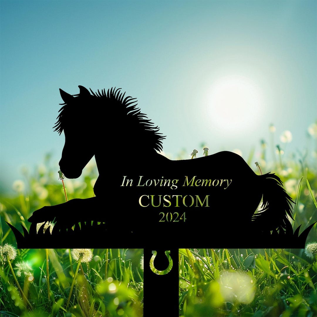 Personalized Memorial Garden Stakes, Pony Horse Lying Grave Marker ...