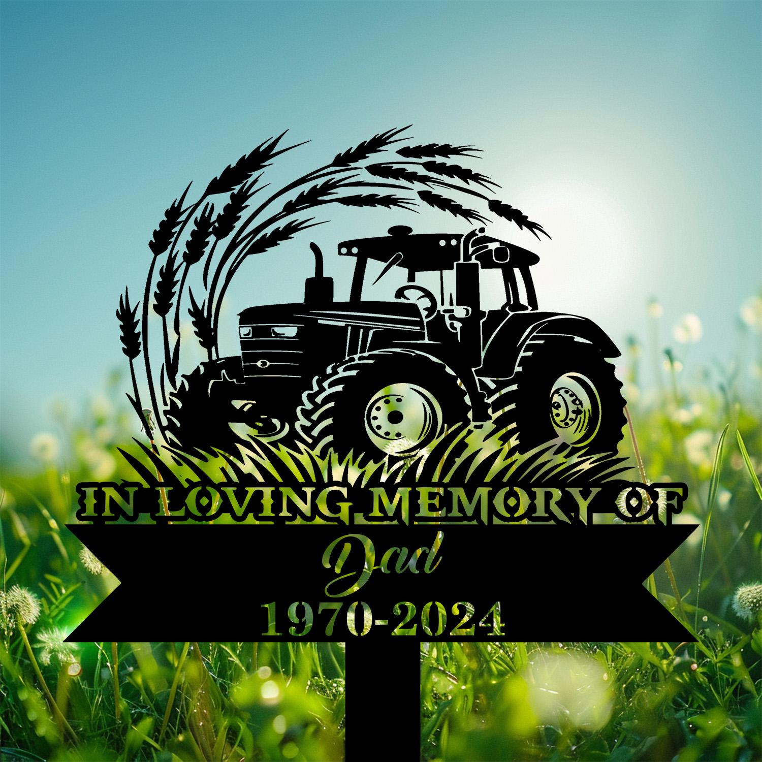 Personalized Farmer Grave Marker, Tractor Memorial Sign for Dad, Custom ...