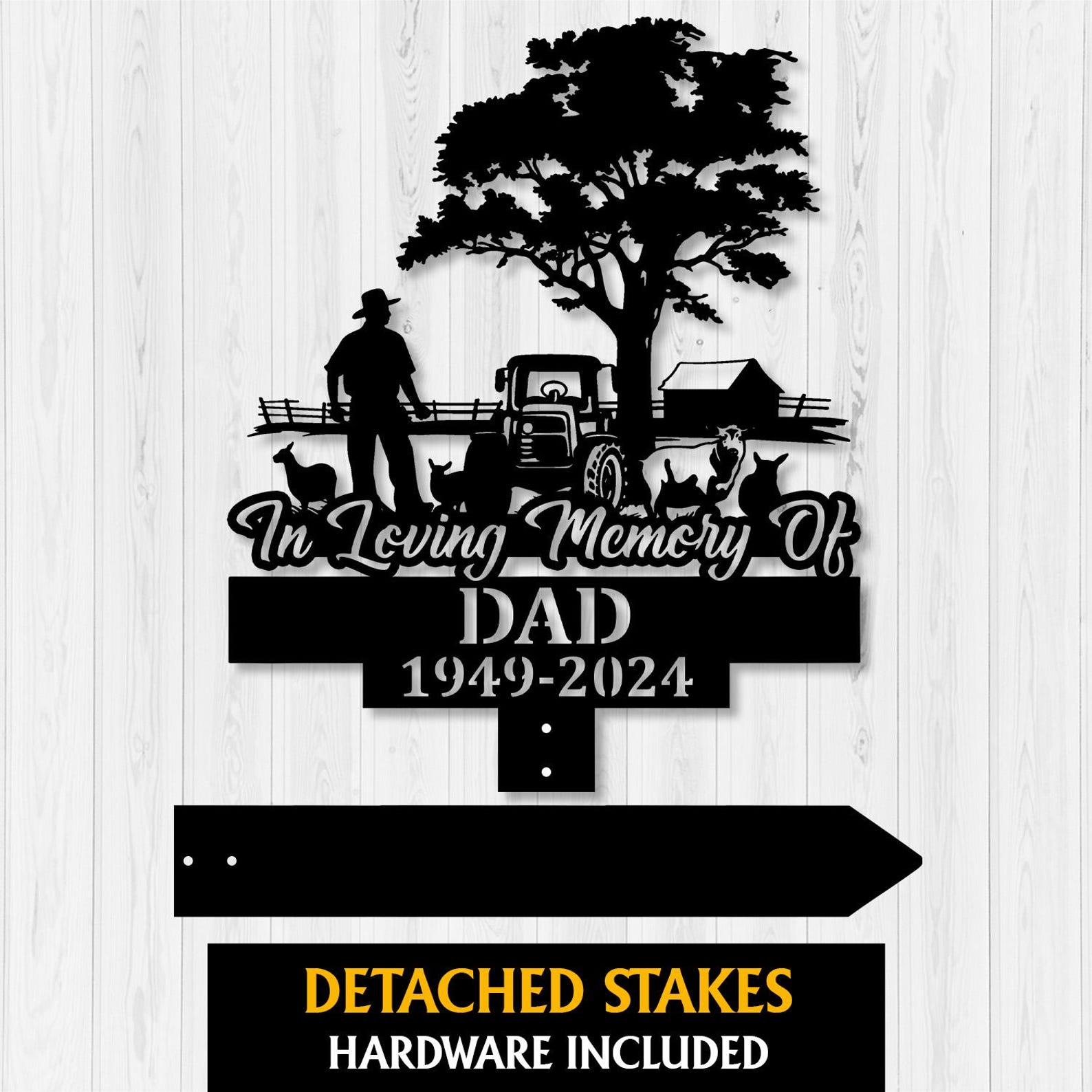 Personalized Farmer Memorial Garden Stake for Dad – Custom Grave Marker ...