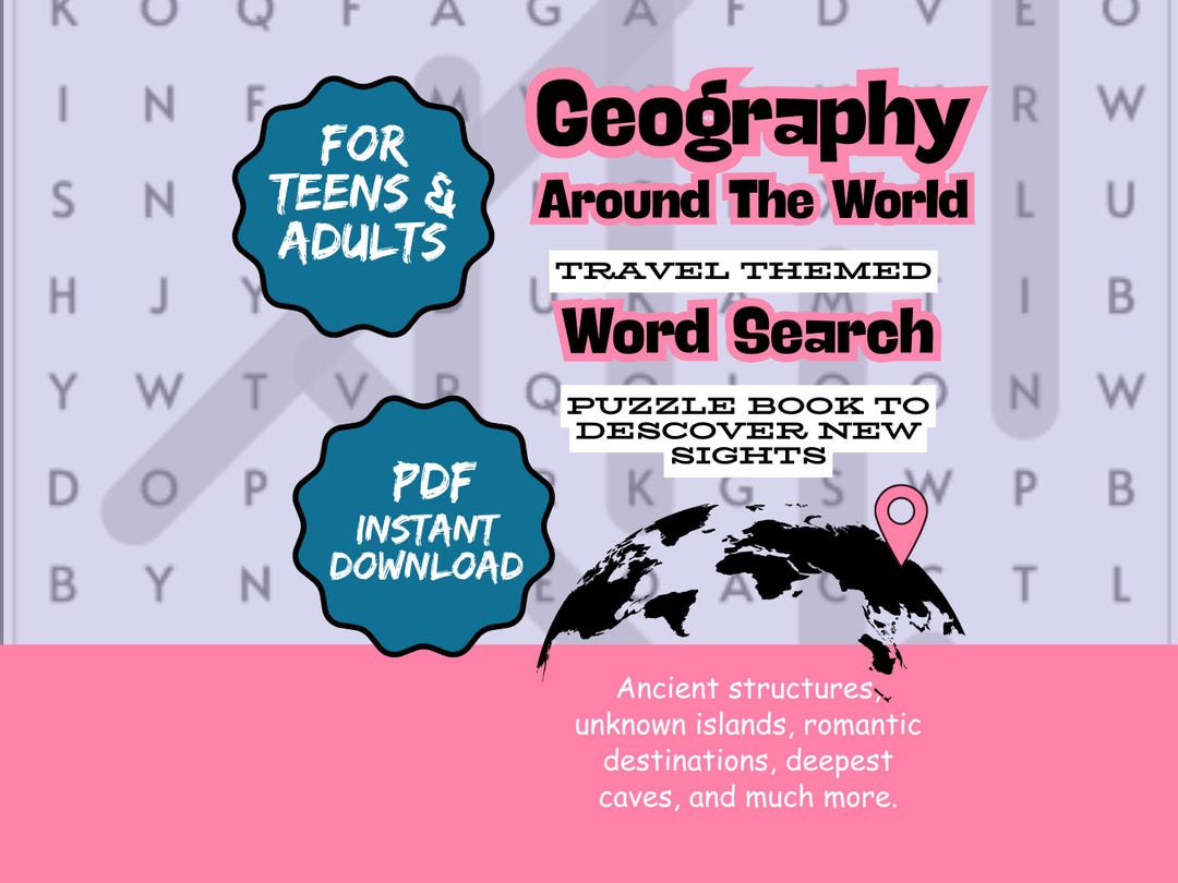Geography Word Search Puzzle Book for Teens, Adults & Seniors. Large ...