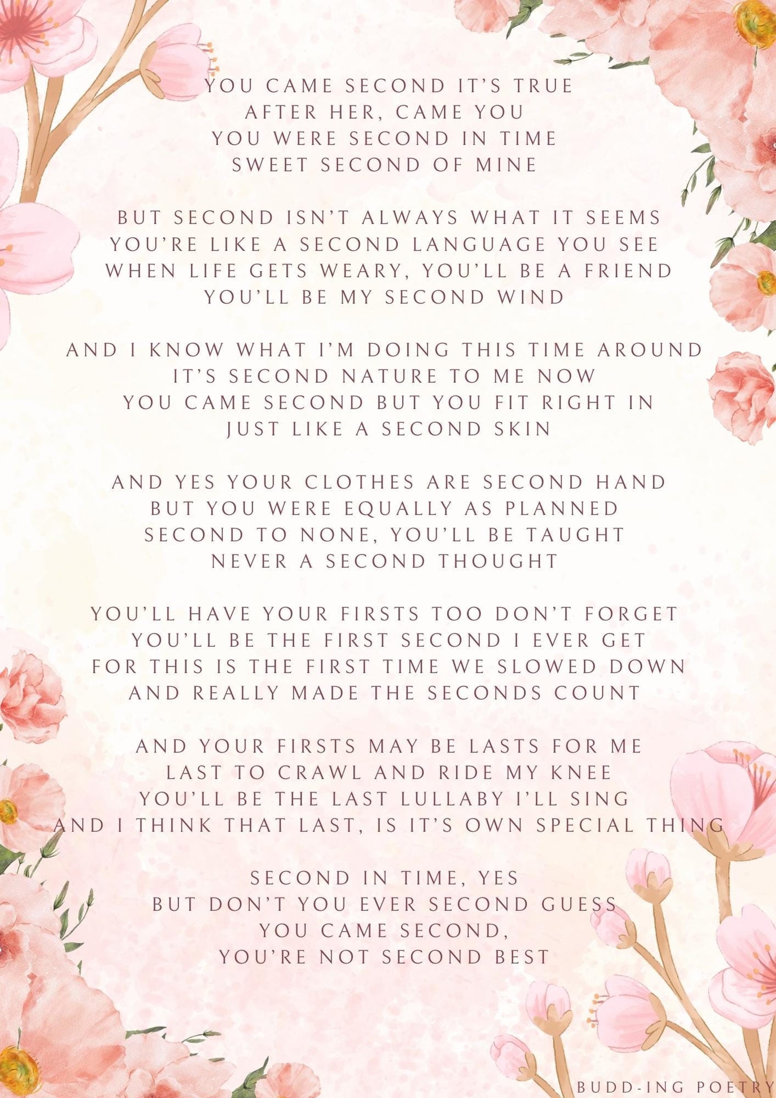 Poetry/poem Digital Prints/poster - Second Best Poem for Second Child ...