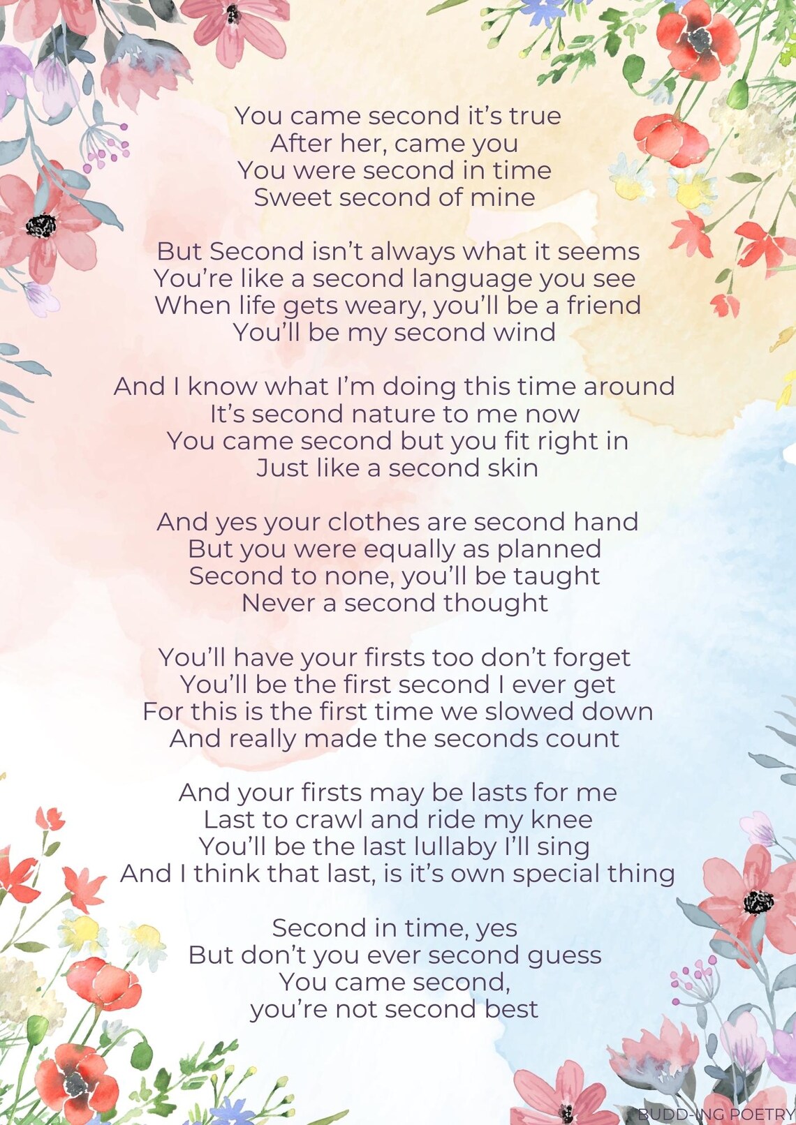 Poetry/poem Digital Prints/poster - Second Best Poem for Second Child ...