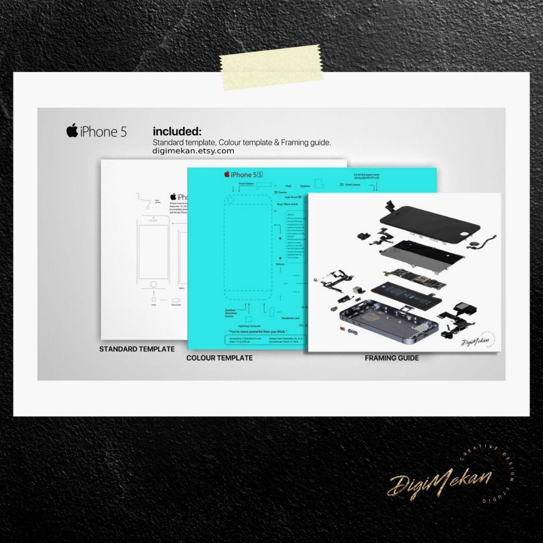 IPhone 5s Teardown Template, iPhone Teardown Template, Framed Iphone ...