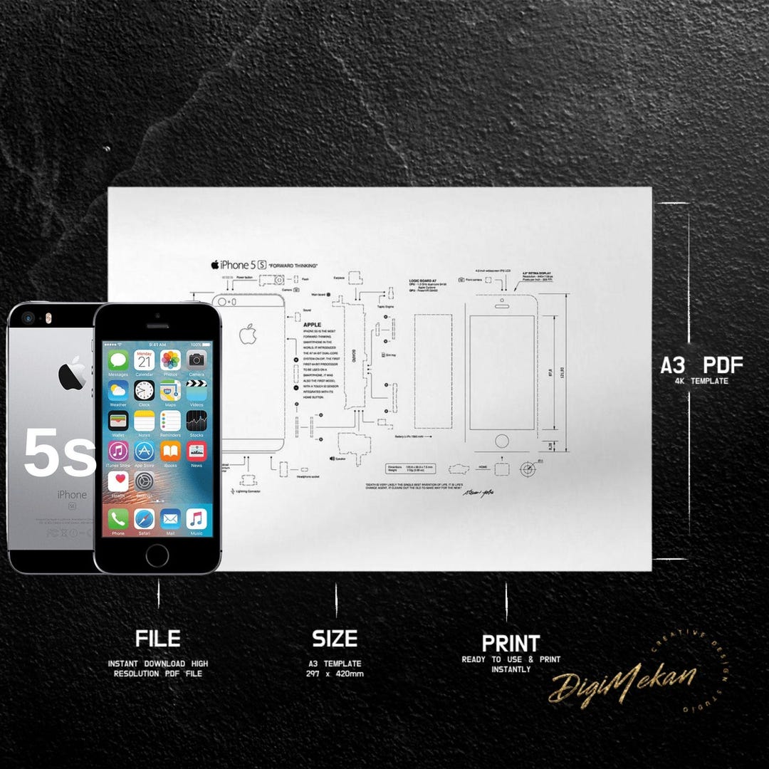 IPhone 5s Teardown Template, iPhone Teardown Template, Framed Iphone ...