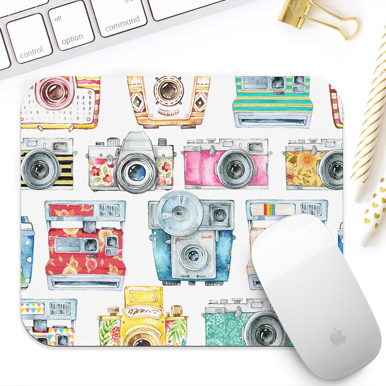 Vintage Cameras Watercolor Mouse Pad, Cute Desk Accessory for Her ...