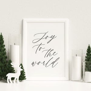 Joy to the World Print, Printable Christmas Decor, White Christmas ...