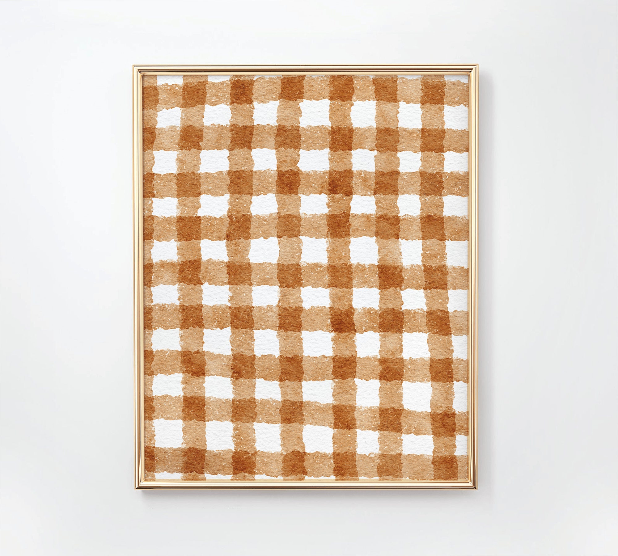 Printable Fall Decor, Textured Watercolor Gingham in Fall Colors ...