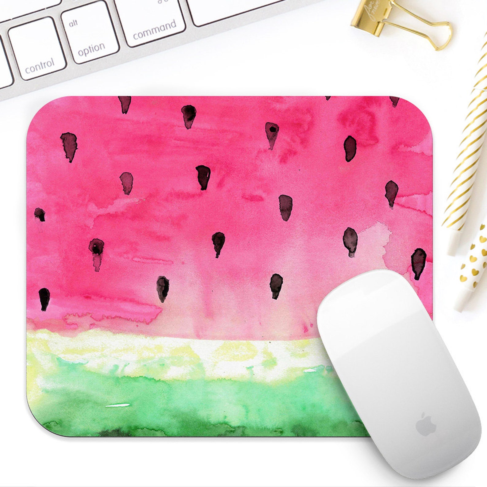 Watermelon Watercolor Mouse Pad for Her, Summer Fresh Watermelon ...
