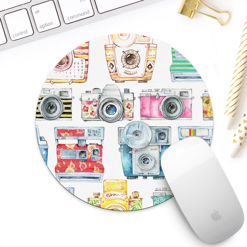 Vintage Cameras Watercolor Mouse Pad, Cute Desk Accessory for Her ...