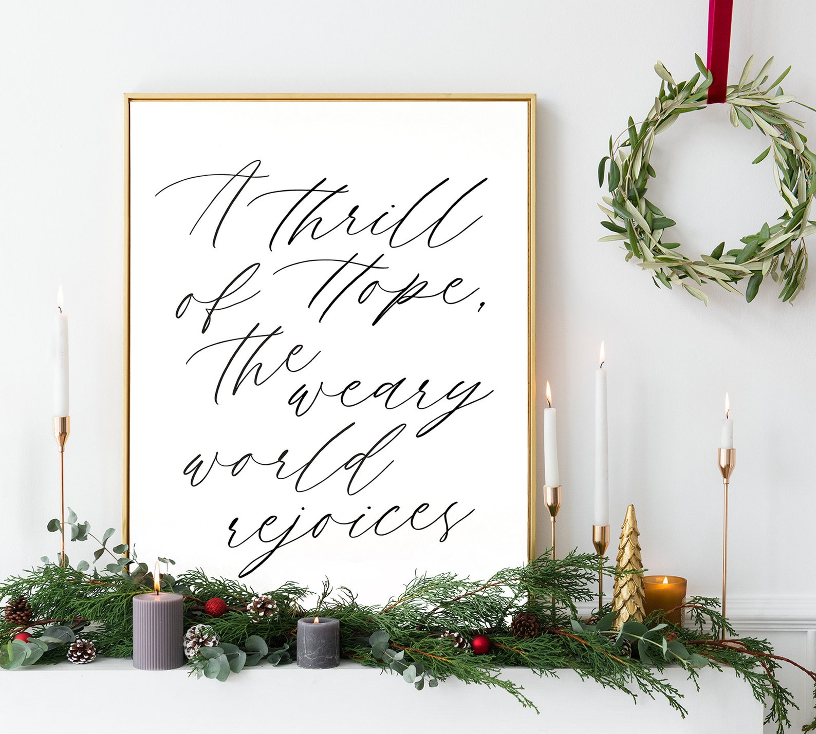 O Holy Night Print, Printable Christmas Decor, Christmas Print, Holiday ...