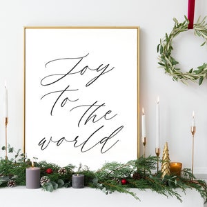 Joy to the World Print, Printable Christmas Decor, White Christmas ...
