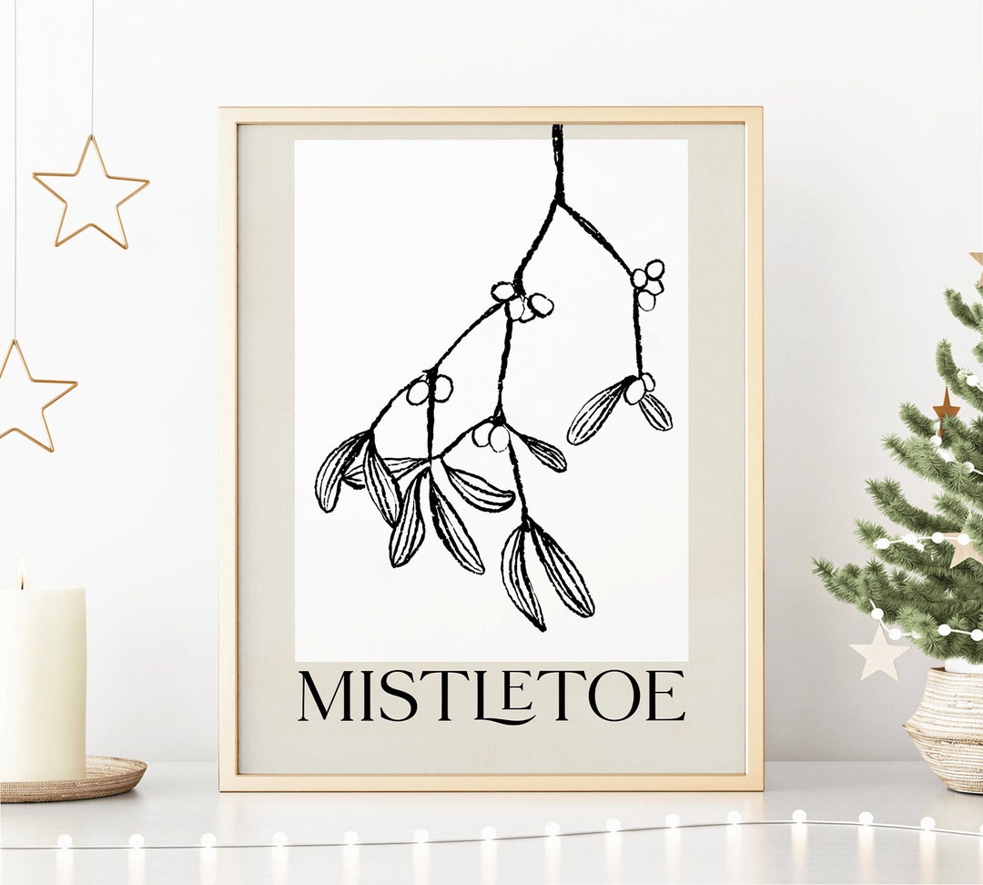 Mistletoe Poster, Mistletoe Christmas Print, Minimalist Christmas Print ...